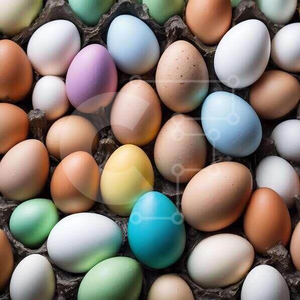 Vibrant Assortment of Eggs in Cartons stock photo | Creative Fabrica