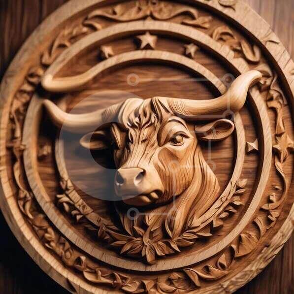 Exquisite Wooden Bull's Head Carving for Decor stock photo | Creative ...