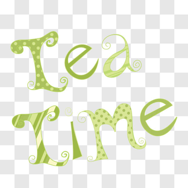 Download Tea Time Typography Design in Green on Black Background PNGs ...