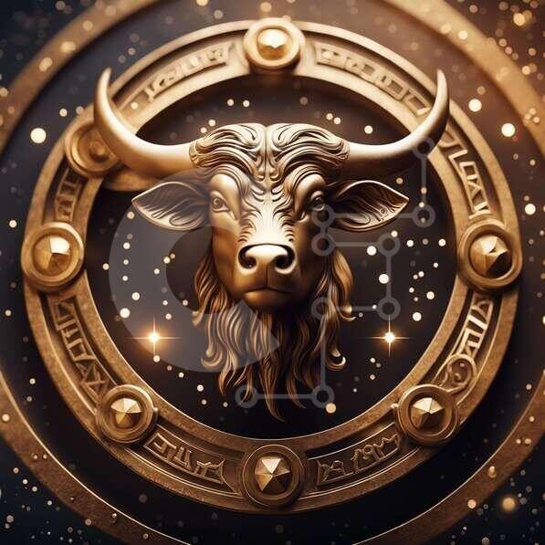 Symbolic Representation of Zodiac Sign Libra with Golden Bull Head ...