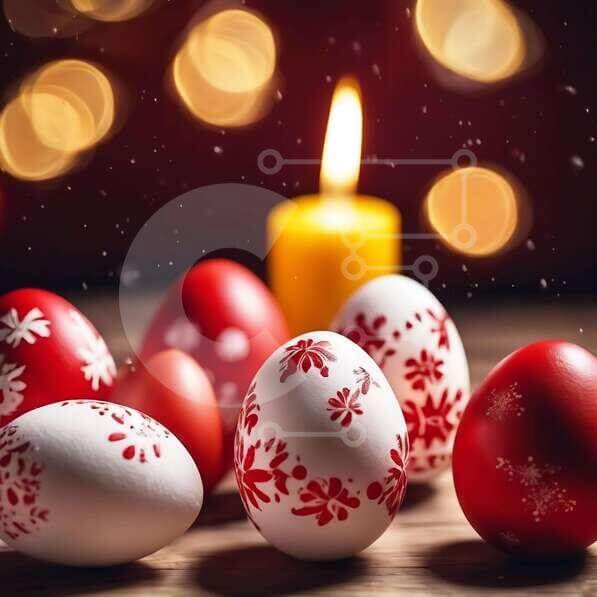 Festive Easter and Christmas Eggs Decor stock photo | Creative Fabrica