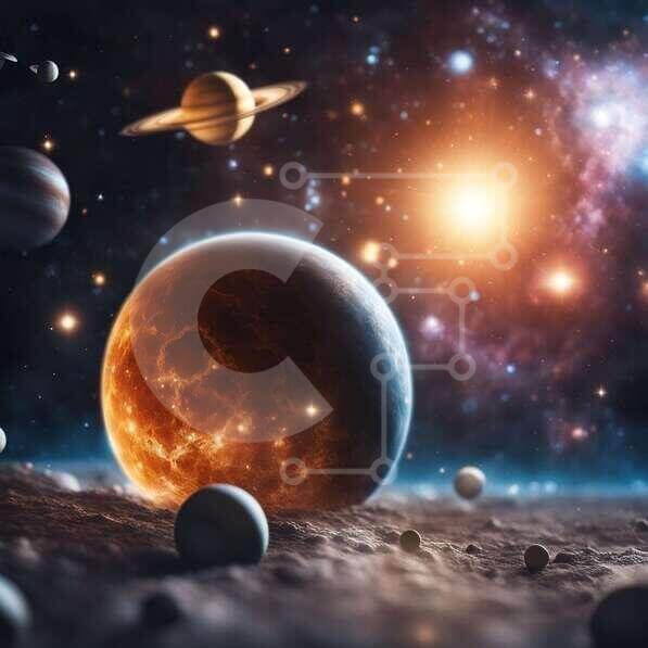 Exploring the Cosmos: Planets, Moons, and Beyond stock photo | Creative ...