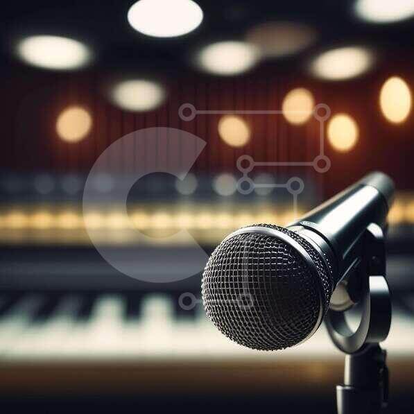 Microphone and Orchestral Piano for Live Performance or Recording stock ...