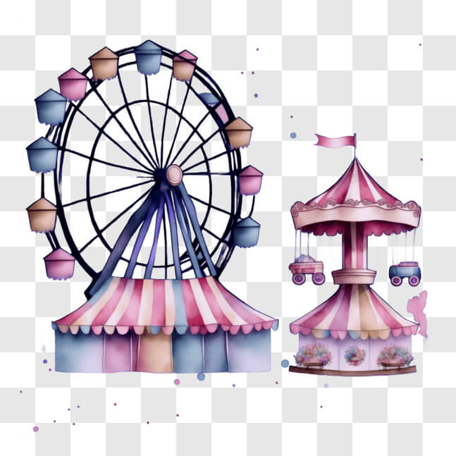 Download Amusement Park with Ferris Wheel and Carnival Rides PNGs ...