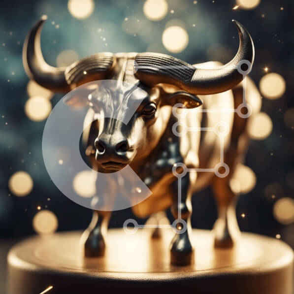 Descarga Estatua de Toro de Oro en Pedestal Ornamental con Luces Bokeh ...