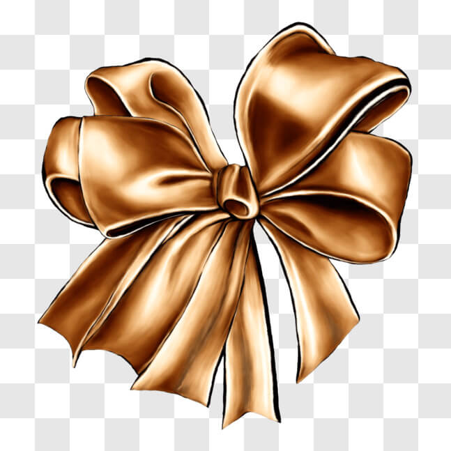 Download Elegant Brown Bow with Gold Ribbon PNGs Online - Creative Fabrica
