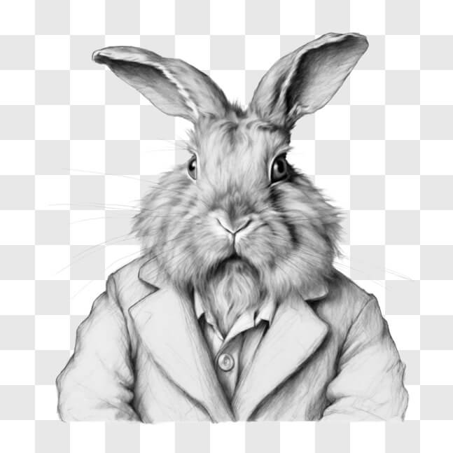 Download Elegant Rabbit in Suit and Tie Sketches Online - Creative Fabrica