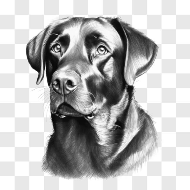 Download Black Labrador Retriever in Black and White Drawing Sketches ...