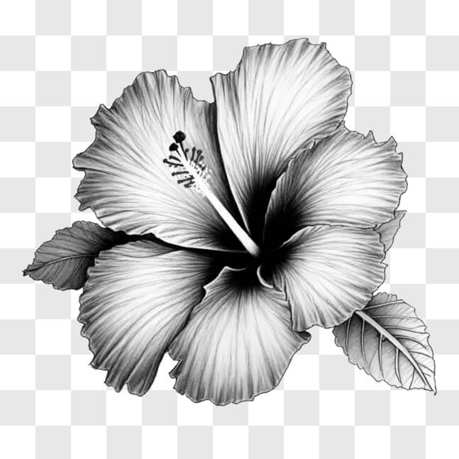 Download Black And White Hibiscus Flower Drawing Sketches Online