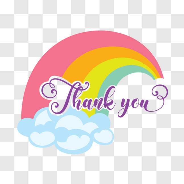 Download Colorful Thank You Card with Rainbow and Clouds PNGs Online ...
