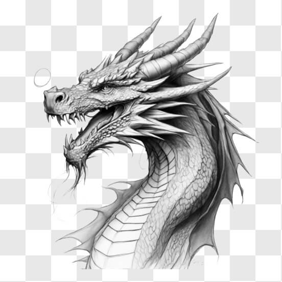 Download Dragon Head Drawing in Black and White Pencil Sketches Online ...