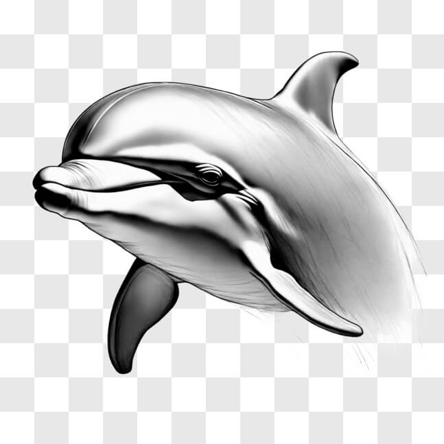 Download Black and White Drawing of Swimming Dolphin Sketches Online ...