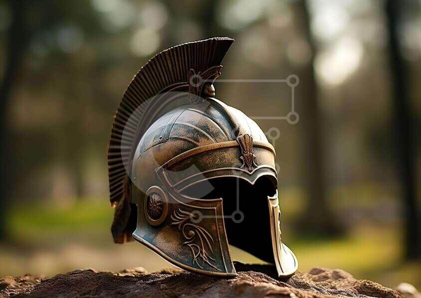 Ancient Spartan Helmet - Remnant of Roman Army stock photo | Creative ...