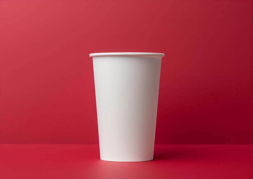 Download Empty White Paper Cup on Red Background Mockups Online ...