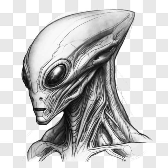 Download Alien Head Drawing for Sci-Fi Art Sketches Online - Creative ...