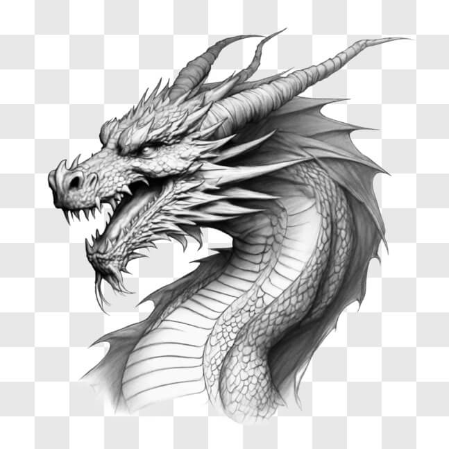 Realistic Dragon Head Drawing