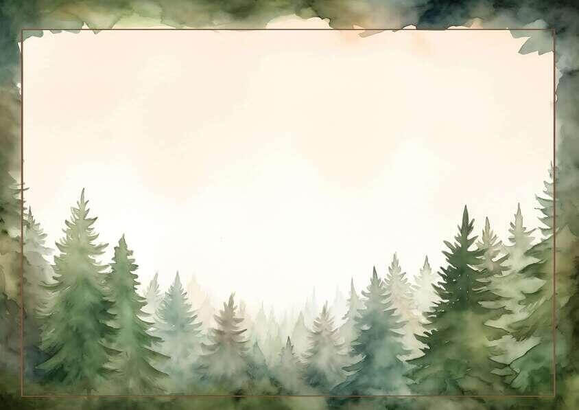 Descarga Marco de Bosque Acuarela con Árboles Fondos En Línea ...