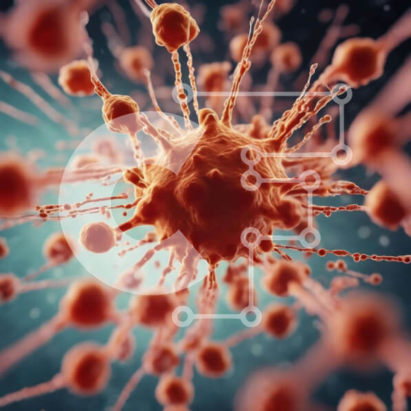 Download 3D Image of Orange Cancer Cell with Red Cells Stockphotos ...