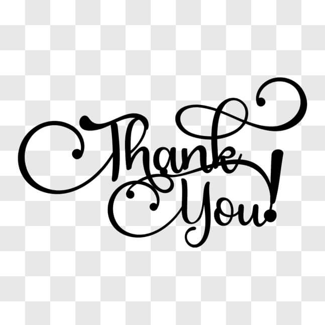 Download Black and White Thank You Sign with Cursive Calligraphy PNGs ...