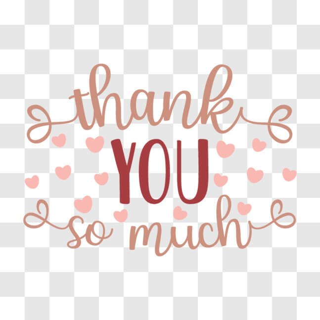 Download Thank You Card with Thank You So Much and Hearts PNGs Online ...
