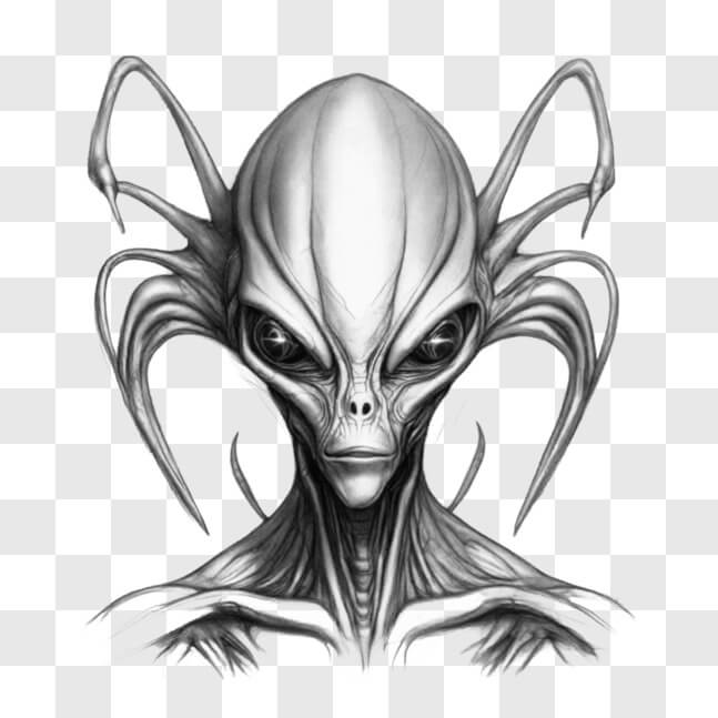 Download Black and White Alien Face Drawing Sketches Online - Creative ...