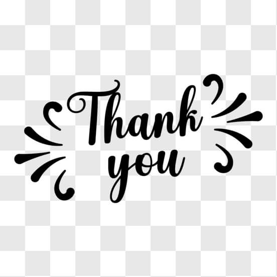 Download Black and White Thank You Sign with Cursive Calligraphy PNGs ...