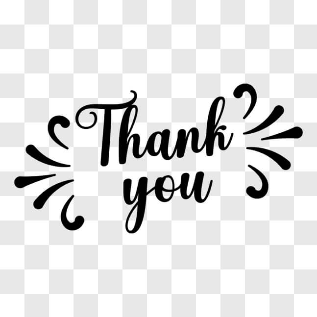 Download Black and White Thank You Sign in Cursive Script PNGs Online ...