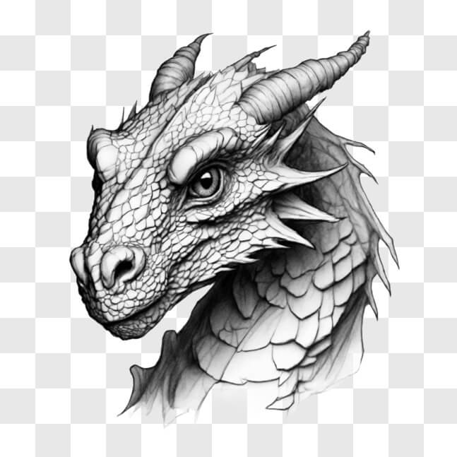 Download Black and White Dragon Head Illustration Sketches Online ...