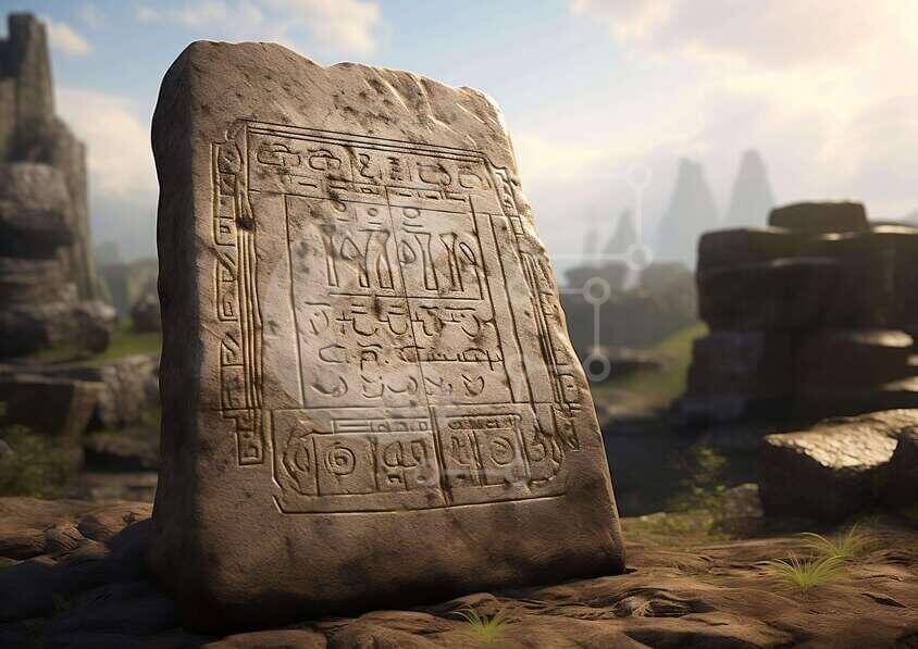Ancient Stone with Inscriptions stock photo | Creative Fabrica