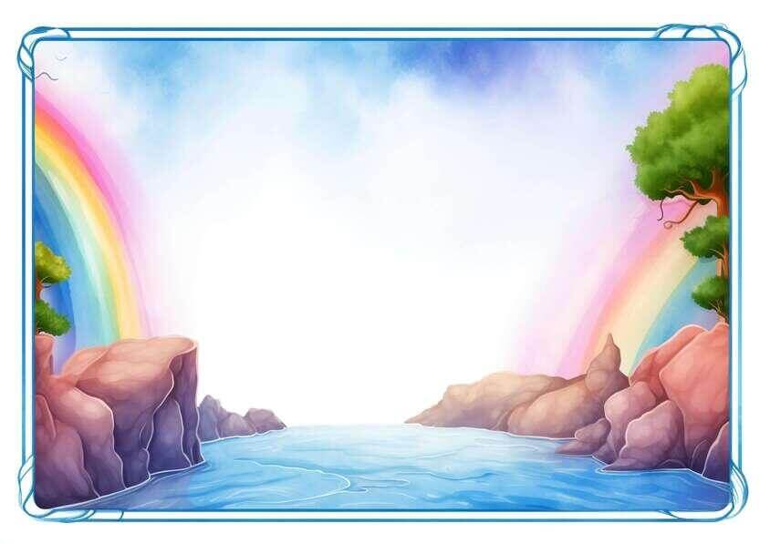 Download Cartoon frame with rainbows and nature scenery Backgrounds ...