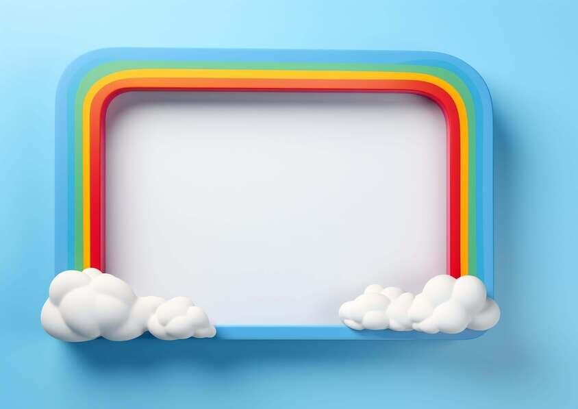 Download Colorful 3D-Printed Rainbow Frame on Blue Background ...