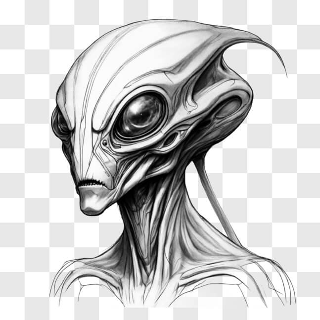 Download Black And White Alien Head Drawing By Michael McDonald Download Black And White Alien Head Drawing By Michael McDonald