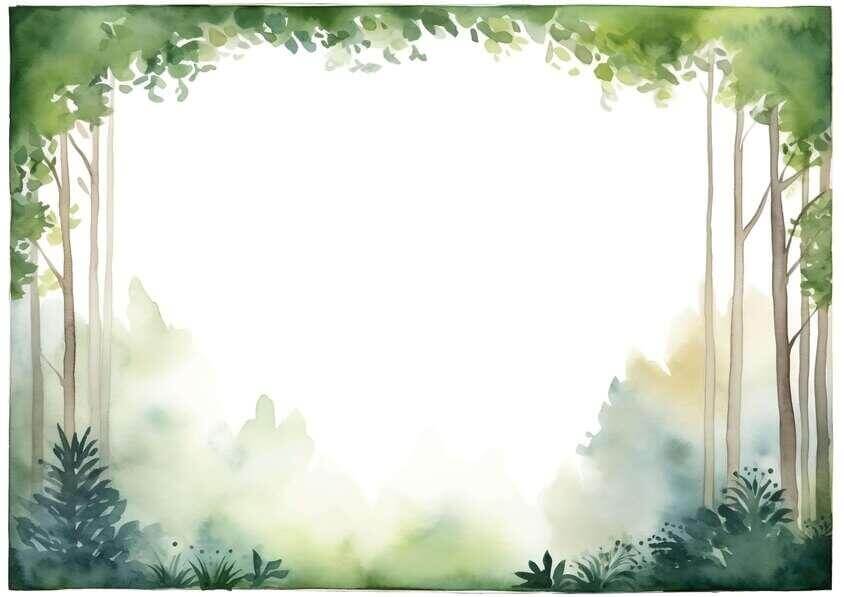 Download Watercolor Forest Painting with Trees and Flowers Backgrounds ...
