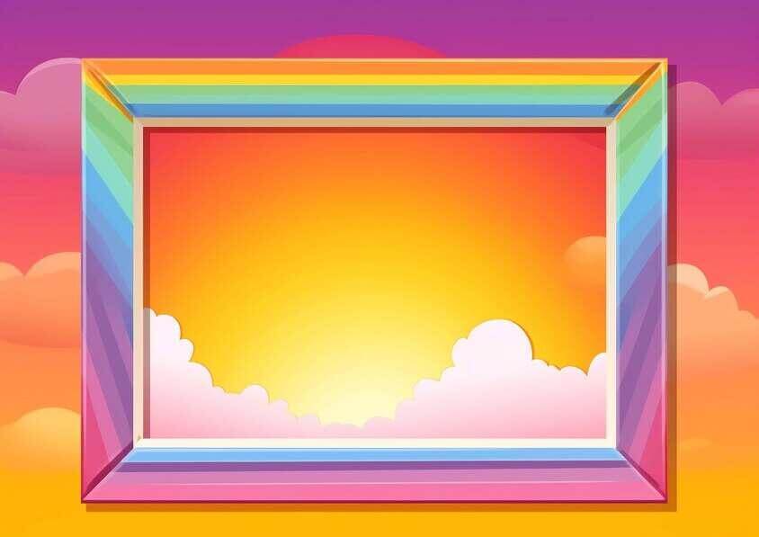 Download Rainbow-Colored Frame with Clouds Backgrounds Online ...