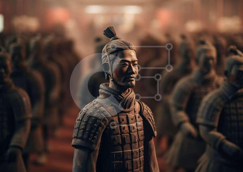 Realistic Group of Warrior Statues stock photo | Creative Fabrica