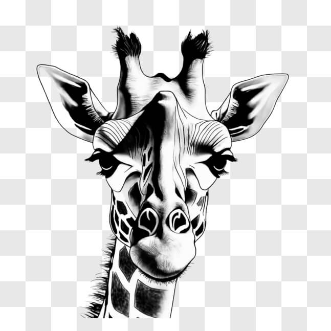 Descarga Dibujo detallado de cabeza de jirafa en blanco y negro Bocetos ...