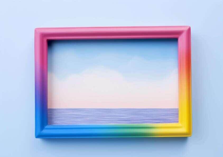 Download Abstract Ocean and Sky Painting with Rainbow Frame Backgrounds ...