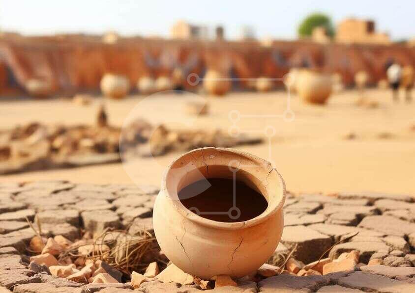Clay Pot in Open Field stock photo | Creative Fabrica