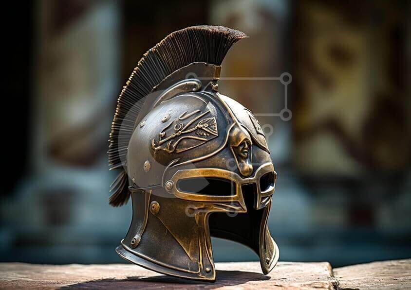 Ancient Spartan Helmet from Roman Era stock photo | Creative Fabrica