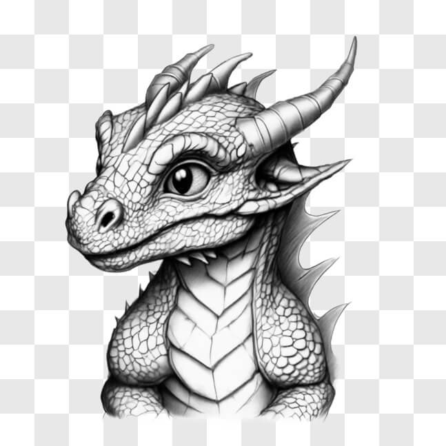 Download Illustration of a Small Dragon with Long Horns Sketches Online ...