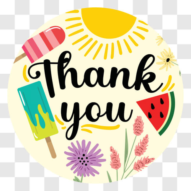 Download Colorful Summer Sticker with Flowers, Ice Creams, and ...