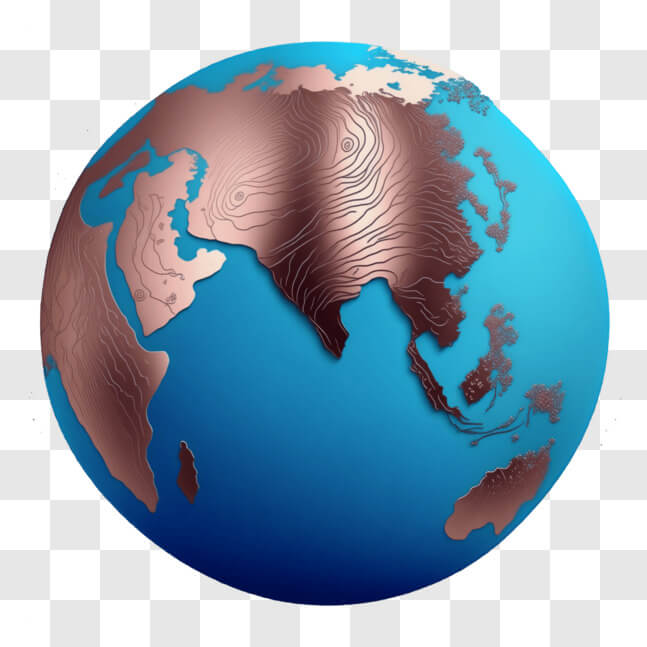 Download Tilted Globe with Asia, Africa, and Europe Continents PNGs ...
