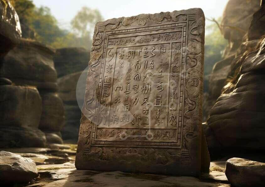 Ancient Stone Inscription in an Archaeological Site stock photo ...