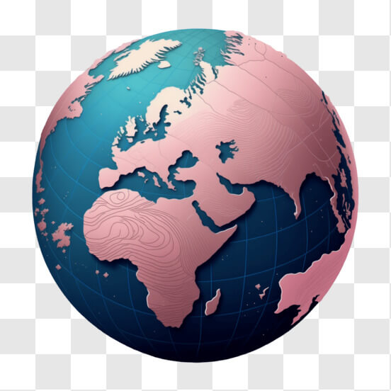 Download 3D Printed Pink and Blue Globe with Europe, Africa, and North ...
