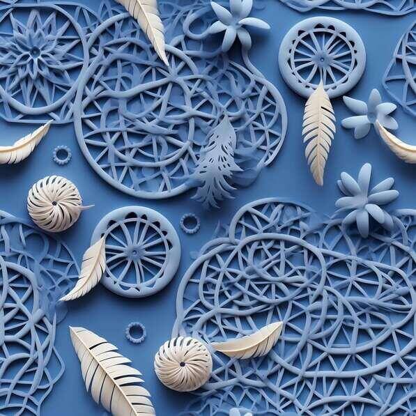 Download 3D Seamless Dream Catcher Pattern with Feathers and Decorative ...