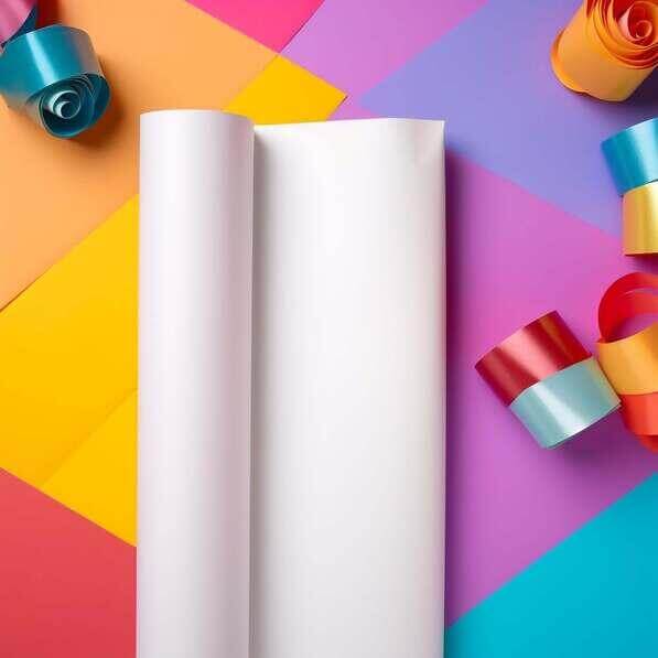 Download Colorful Ribbons and Wrapping Paper on White Background ...