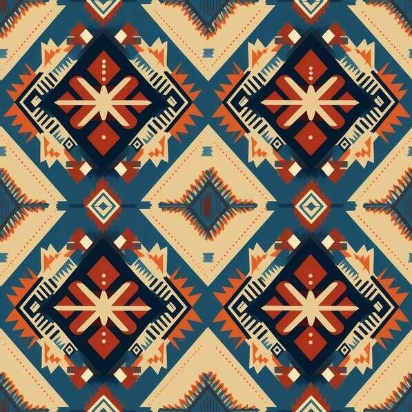 Download Seamless Native American Geometric Pattern in Red, Orange, and ...