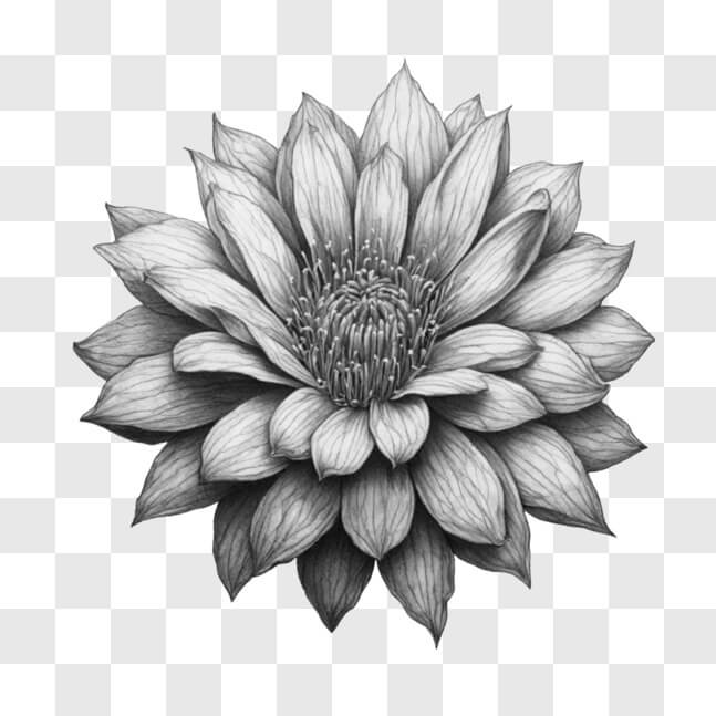 Download Black and White Drawing of Upside-Down Peony Flower Sketches ...