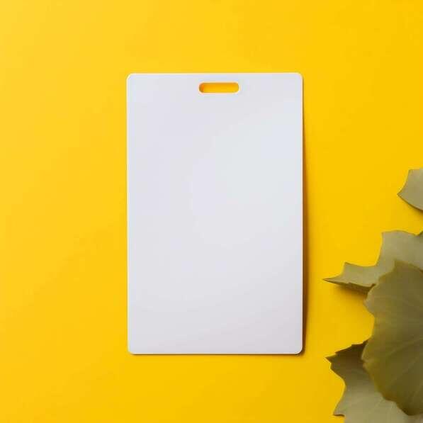 Download Blank White ID Card on Orange Background with Green Leaves ...