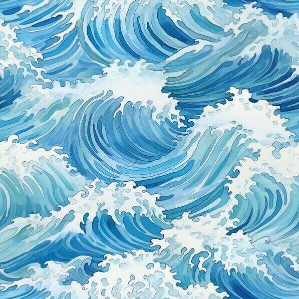 Download Blue and White Ocean Waves Seamless Pattern Patterns Online ...